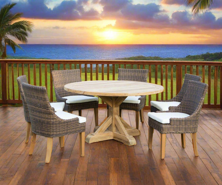 SET OF 2 - Outdoor Alfresco Dining Chair - Crocodile Rattan