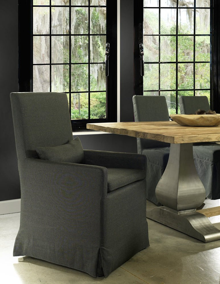 SANDSPUR BEACH ARM DINING CHAIR - WITH CASTERS - CHARCOAL GREY